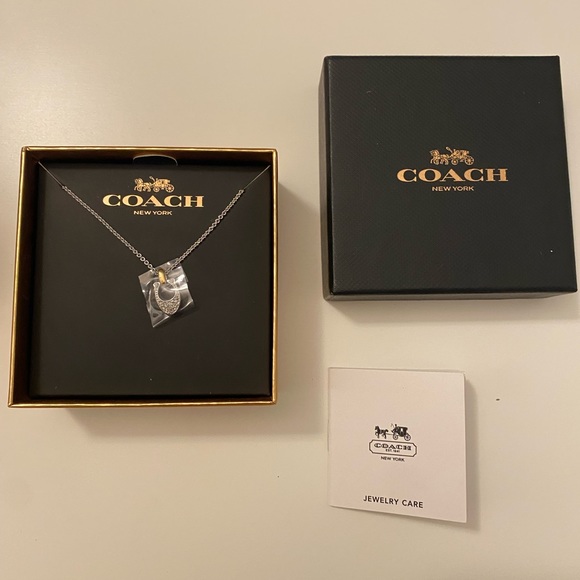 Coach | Jewelry | Coach Silver Gold Signature Pendant Necklace | Poshmark